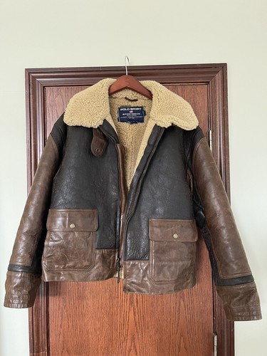Polo Ralph Lauren “Polo Sport” Vintage Shearling Leather Aviator Bomber ...