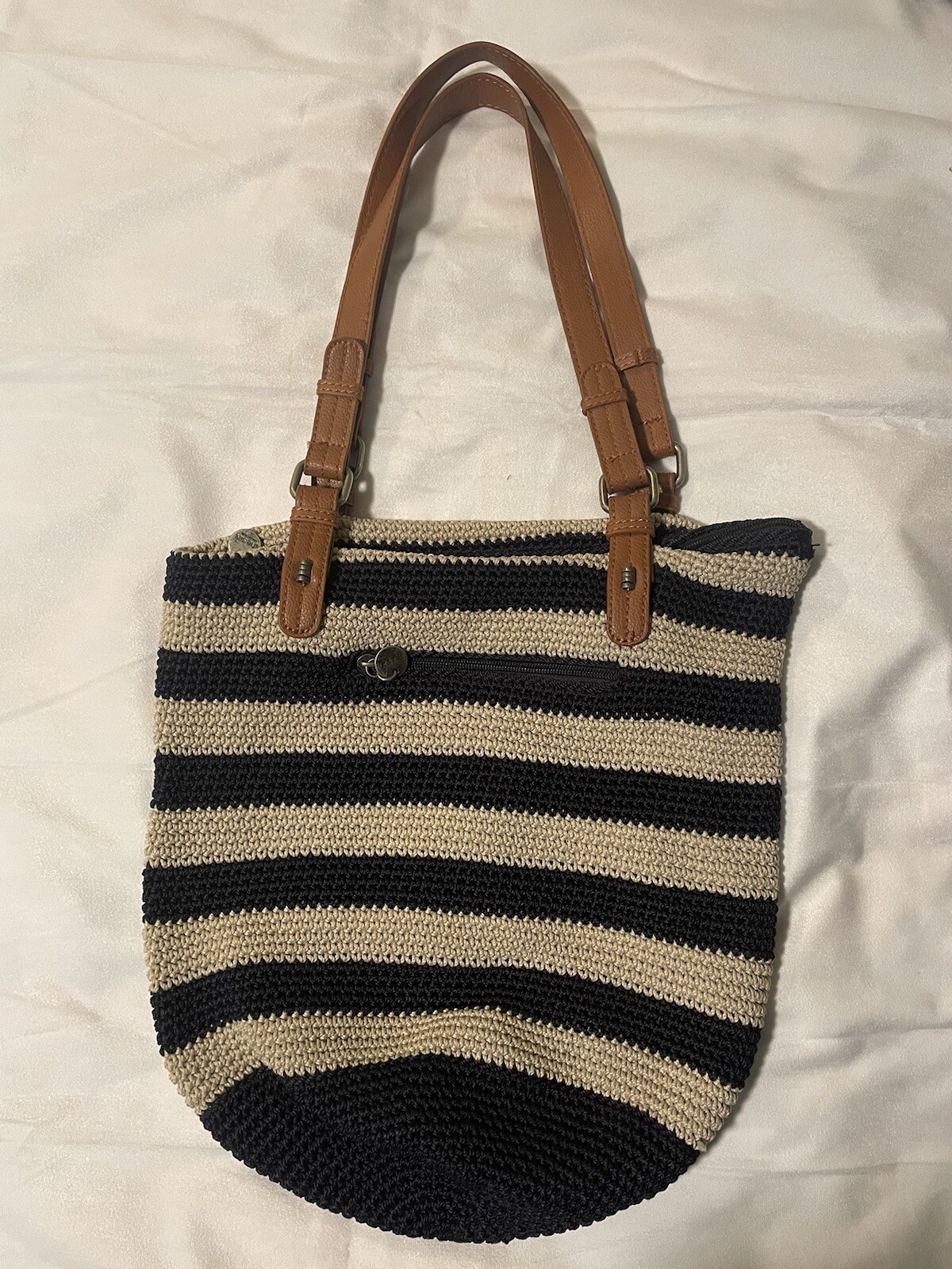 The Sak collective woven tote bag. Navy blue and cream. | eBay