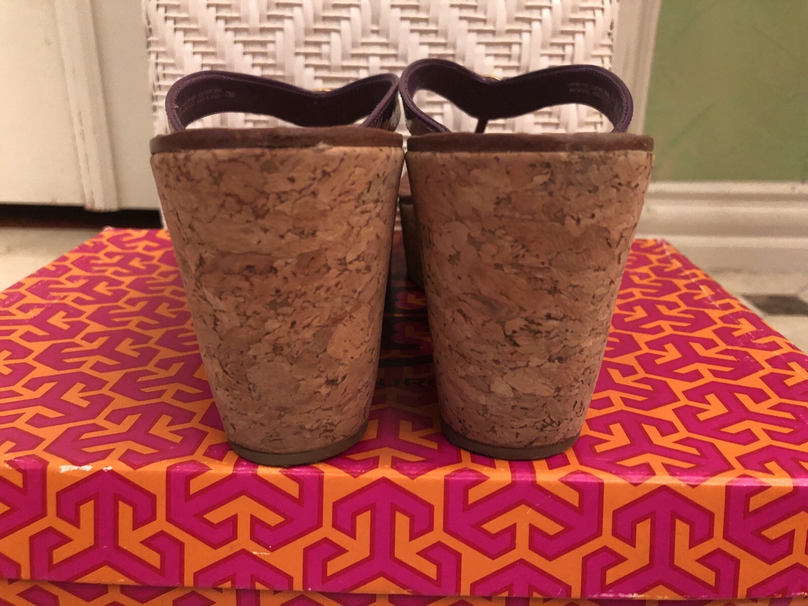 Tory Burch Purple Leather Cork Platform Sandal Size… - Gem