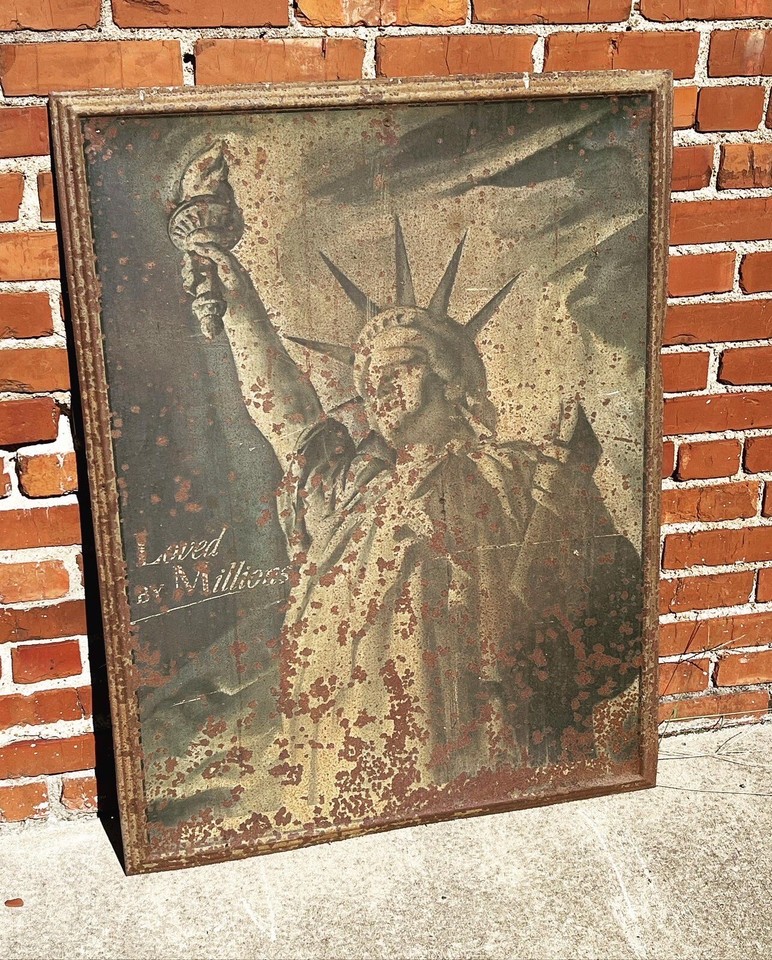 Original Antique 1942 Schlitz Beer Statue Of Liberty Metal Sign | eBay