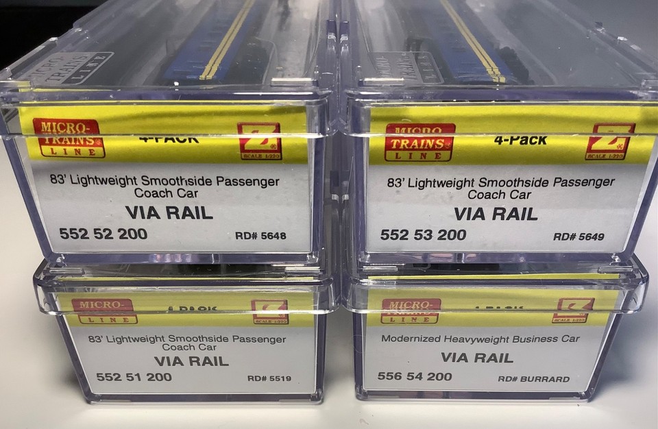 Micro-Trains 994 01 220 Z Scale VIA RAIL 83' Lightweight Passenger Cars ...
