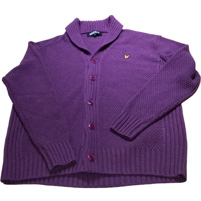 Lyle & Scott Shawl Collar Cardigan Men's XXL Purple Wool Button Down | eBay