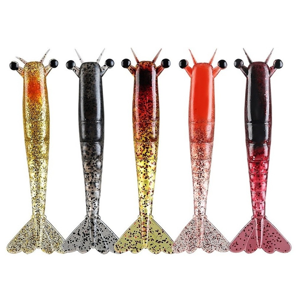 2PCS Soft Bait Fishing Lures Realistic Sinking Shrimp PVC 9.5cm 11.5cm ...
