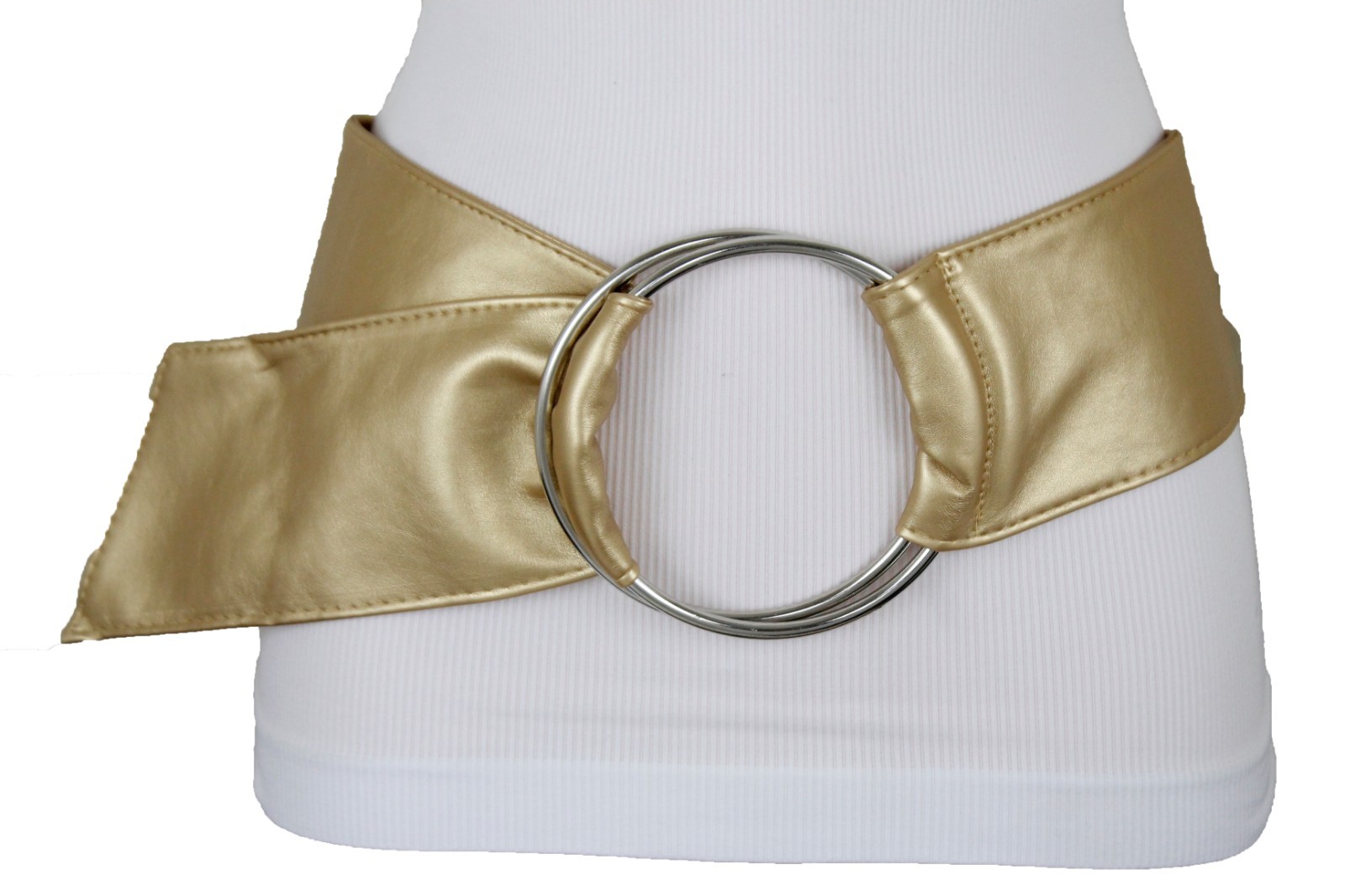 Women Wide Gold Waistband Sexy Fashion Belt Hip High Waist Big Ring ...