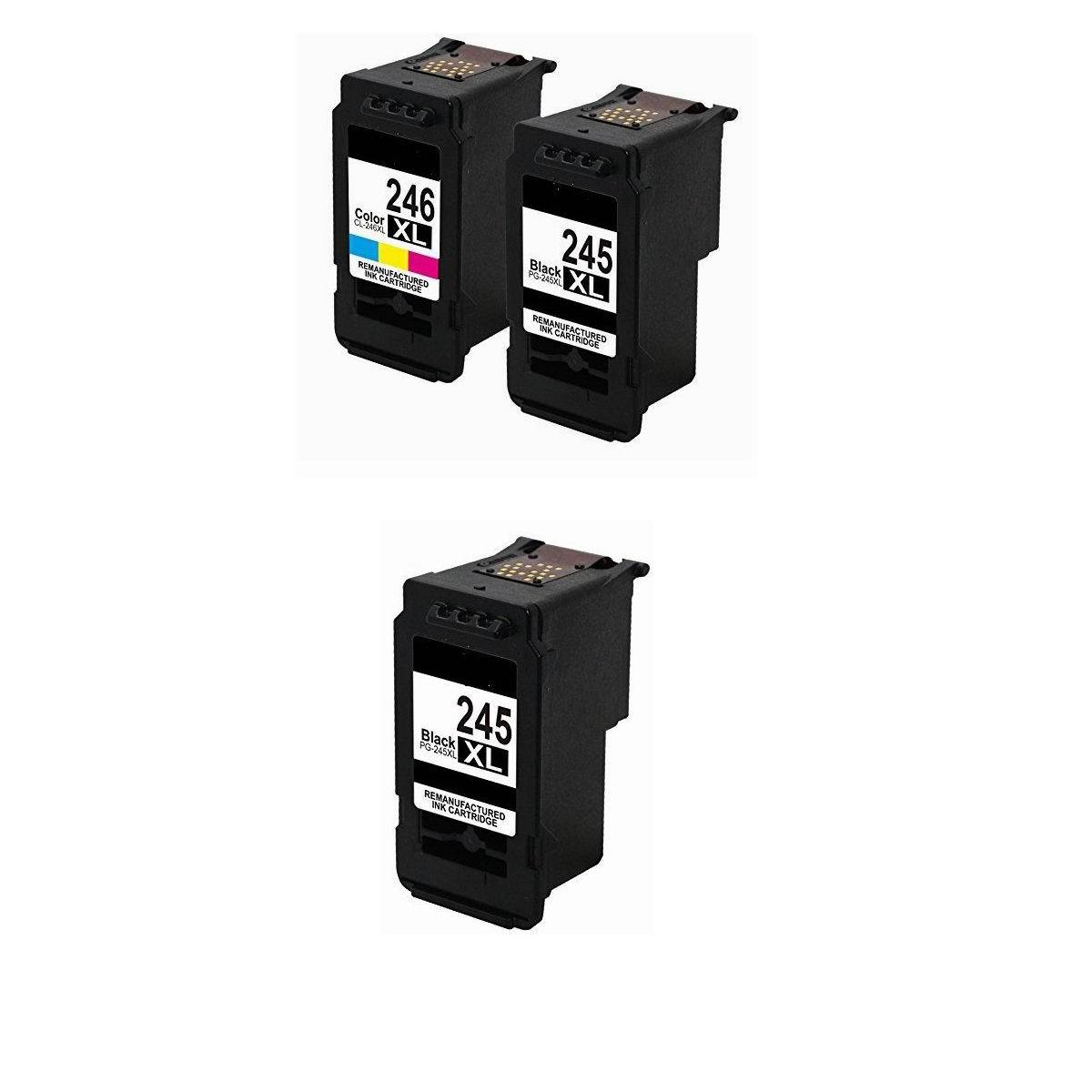 3pk PG-245XL Black & CL-246XL Color Ink for Canon PIXMA iP2820 MG2420 ...