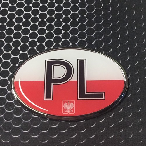 Poland Oval Flag CHROME Emblem Proud Car OVAL Domed sticker 3D 3.25"x 2 ...