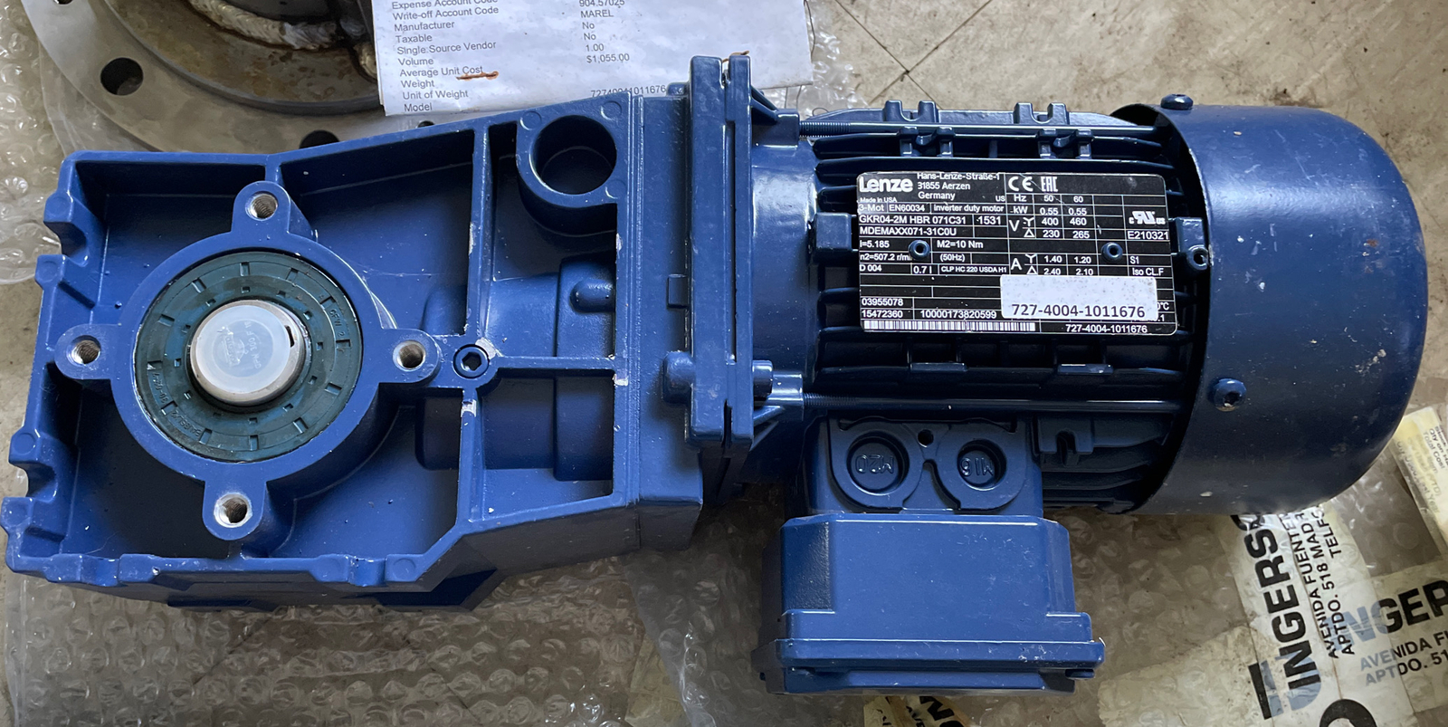 LENZE Inverter Duty Motor Marel 727-4004-1011676 GKR04 2M HBR 071C31 | eBay