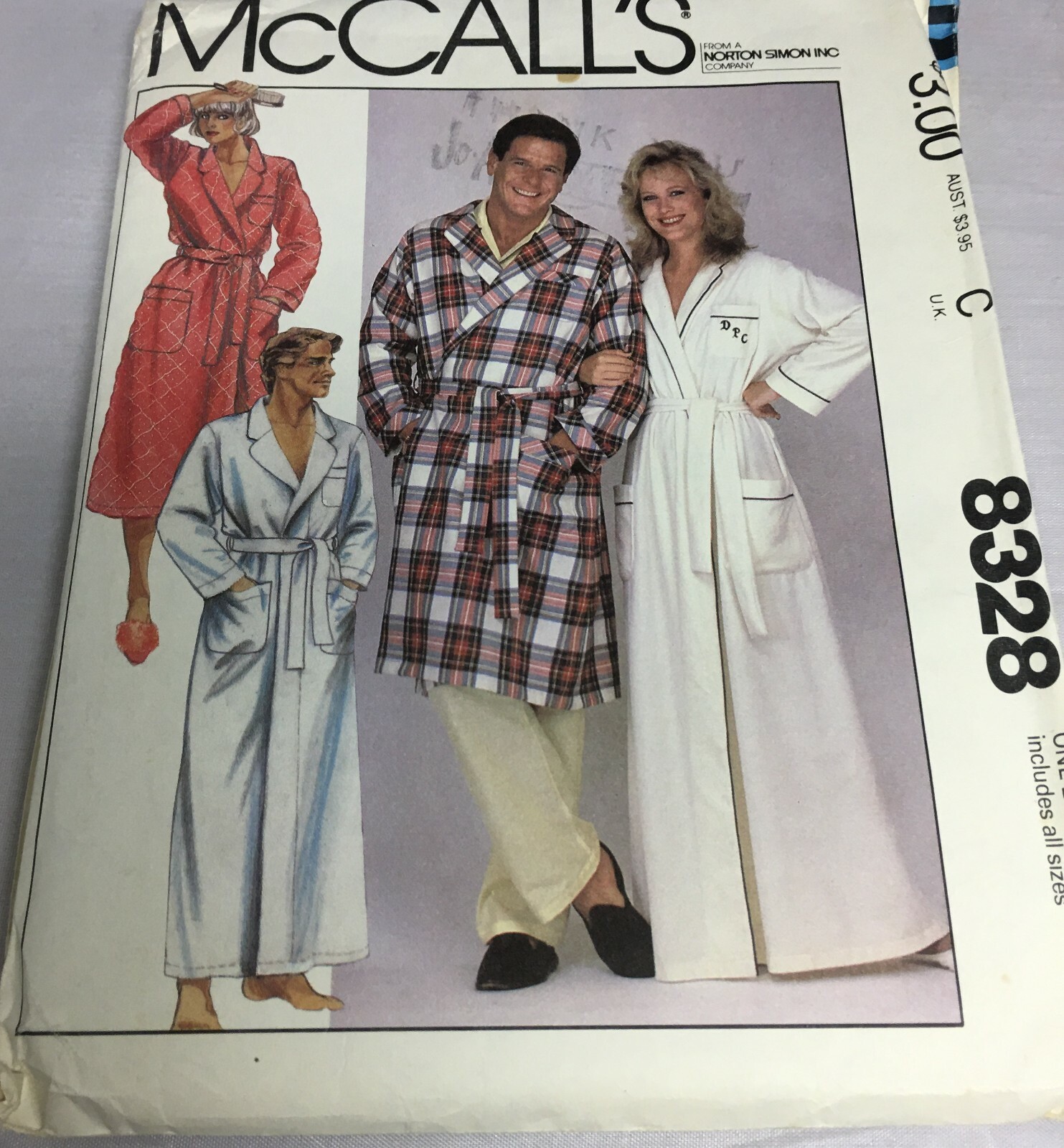 McCall's Pattern Unisex Robes 8328 | eBay