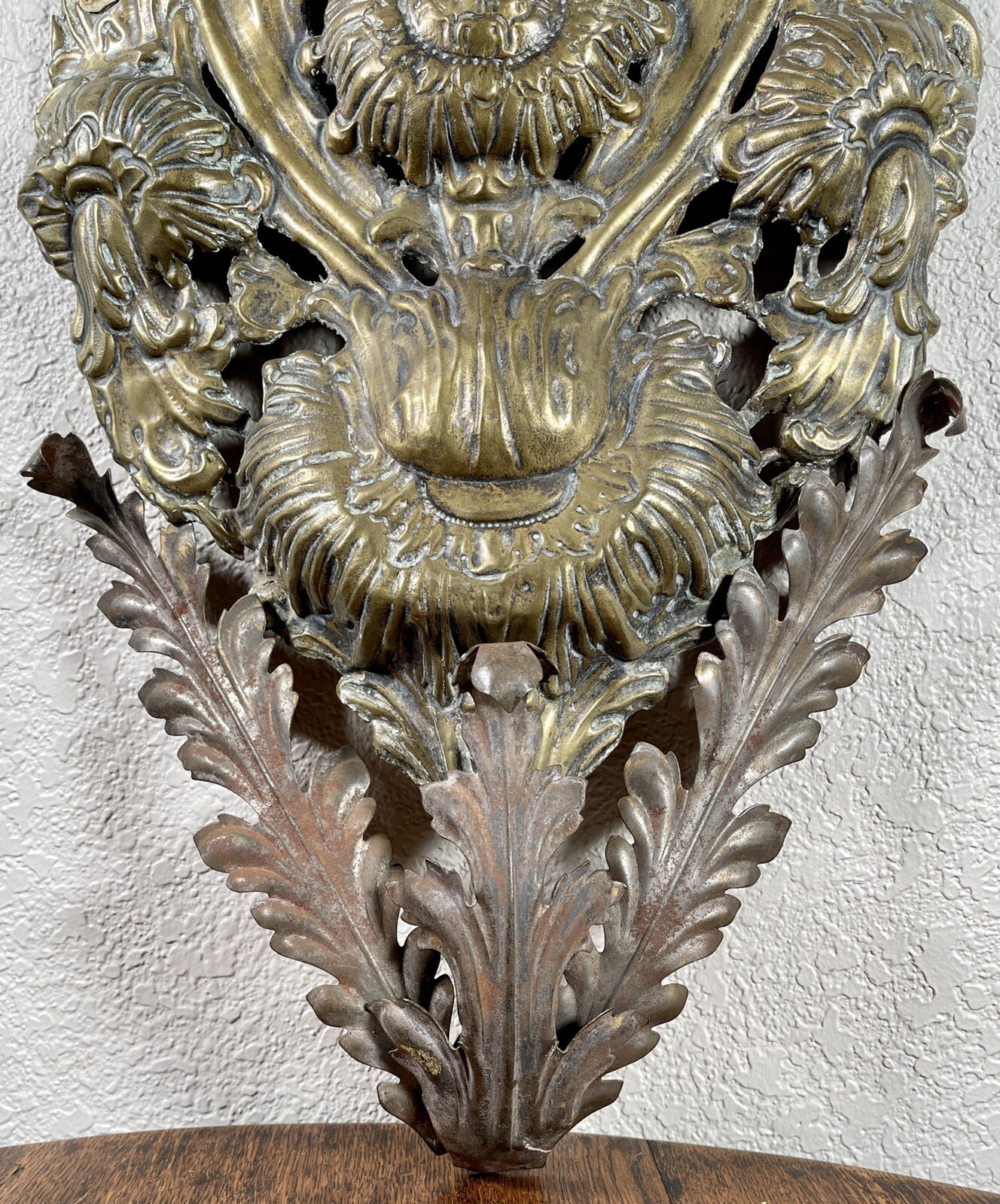 Antique Dutch Brass Iron Floral Repousse Wall Sconce Plaque 18th ...