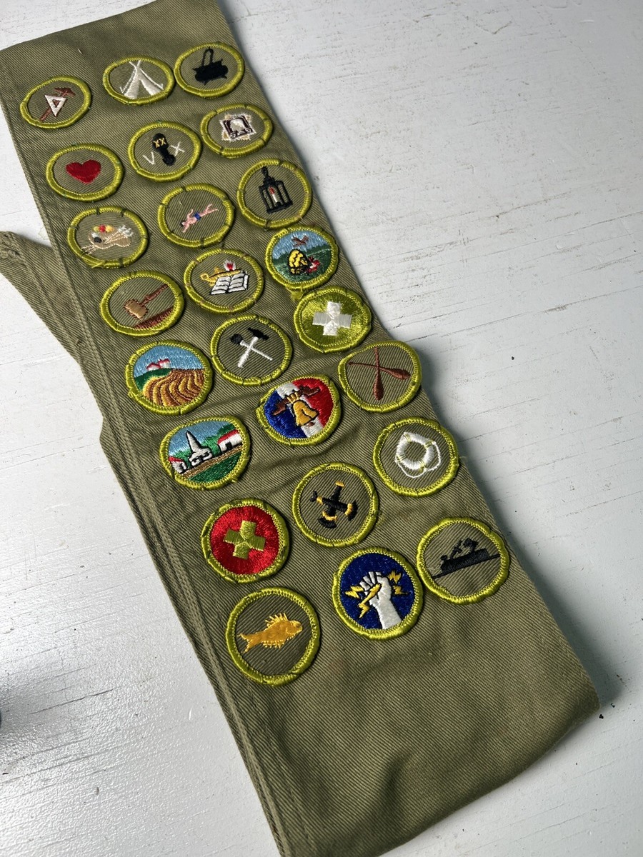 Boy Scout Merit Badge Sash Merit Badge Sash 1930s 1940s With 13 Tan