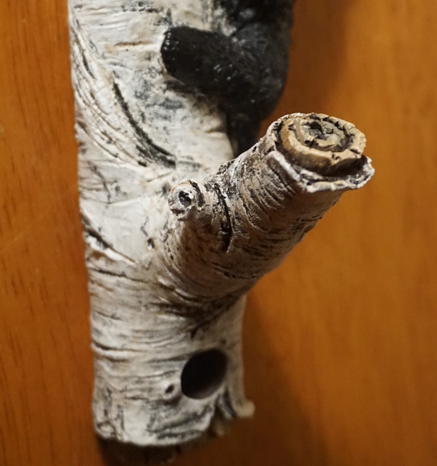 Black Bear Cub Hook Figurine Climbing Birch Tree Rustic Lodge Cabin ...