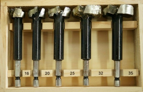 Carb-I-Tool 5pc Tungsten Carbide Tipped Forstner Bit Set In Wooden Box Carbitool | eBay