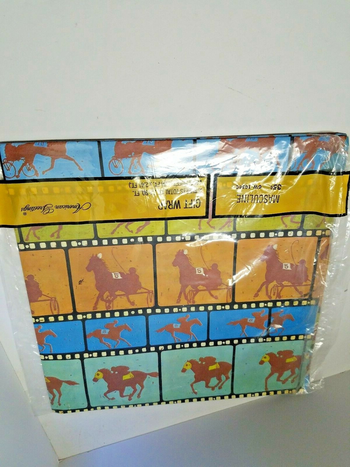 Vintage American Greetings Masculine Gift Wrap Race Horses | eBay