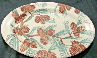 Tepco Restaurant Ware Needles and Pine Pinecone Large Platter HTF #222 ...