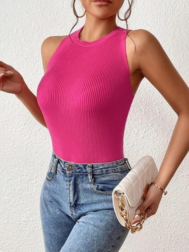 Women's Large Hot Pink Criss Cross Backless Crossover Tank Top | eBay