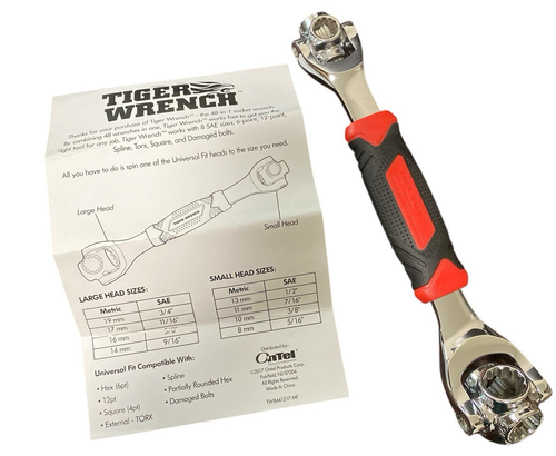 Ontel Tiger Wrench 48-in-1 Steel Socket Wrench with 360° Rotating Heads ...