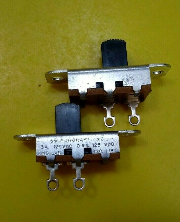NEW! - 2 pcs. Switchcraft® SPST Slide Switch Panel Mount (P/N 46202LR ...