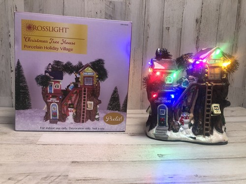 CROSSLIGHT Christmas Tree House Porcelain Holiday Village Pre-lit W/Box 875342006306| eBay