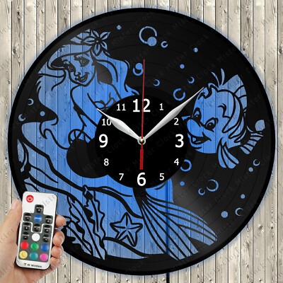 LED Clock The Little Mermaid LED Light Vinyl Record Wall Clock LED ...