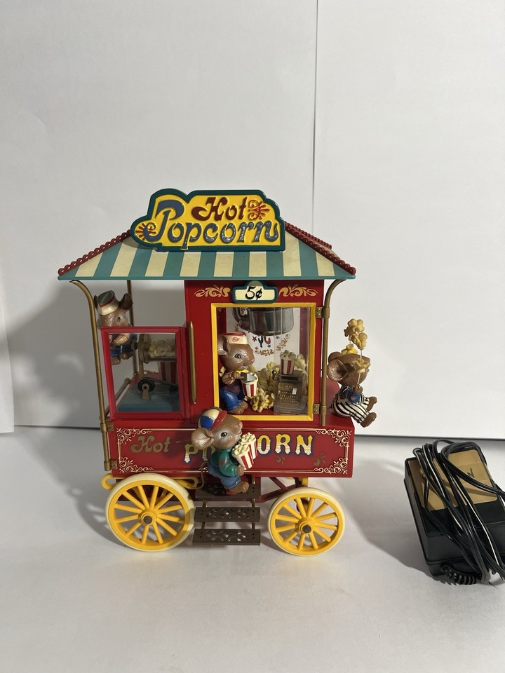 1992 Enesco Musical Popcorn & Mice Automated Music Box "Pop Goes the ...