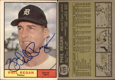 Phil Regan Signed 1961 Topps #439 Card Detroit Tigers Auto AU Autograph Den | eBay