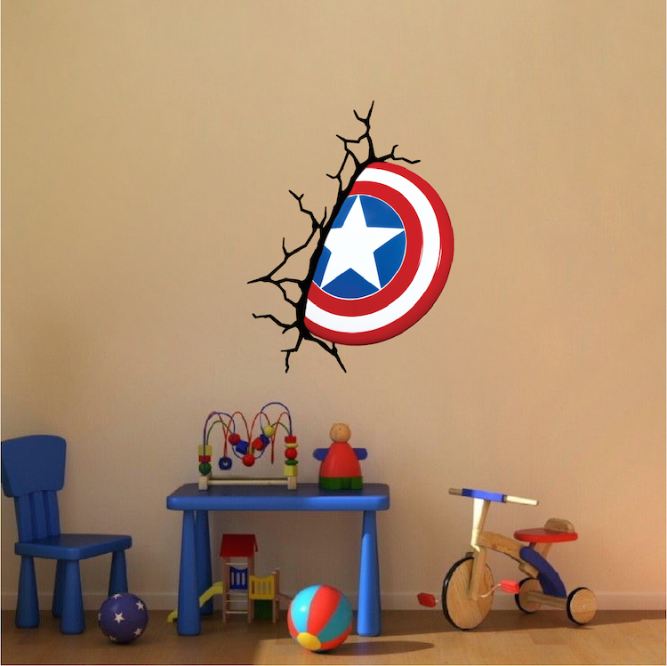 Captain America Shield Wall Decal Marvel Comic Decals Avengers Cracked ...