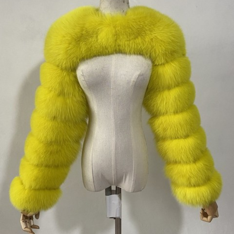 Women Faux Fur Crop Top Shrug Luxury Shaggy Short Coat Shawl Pullover ...