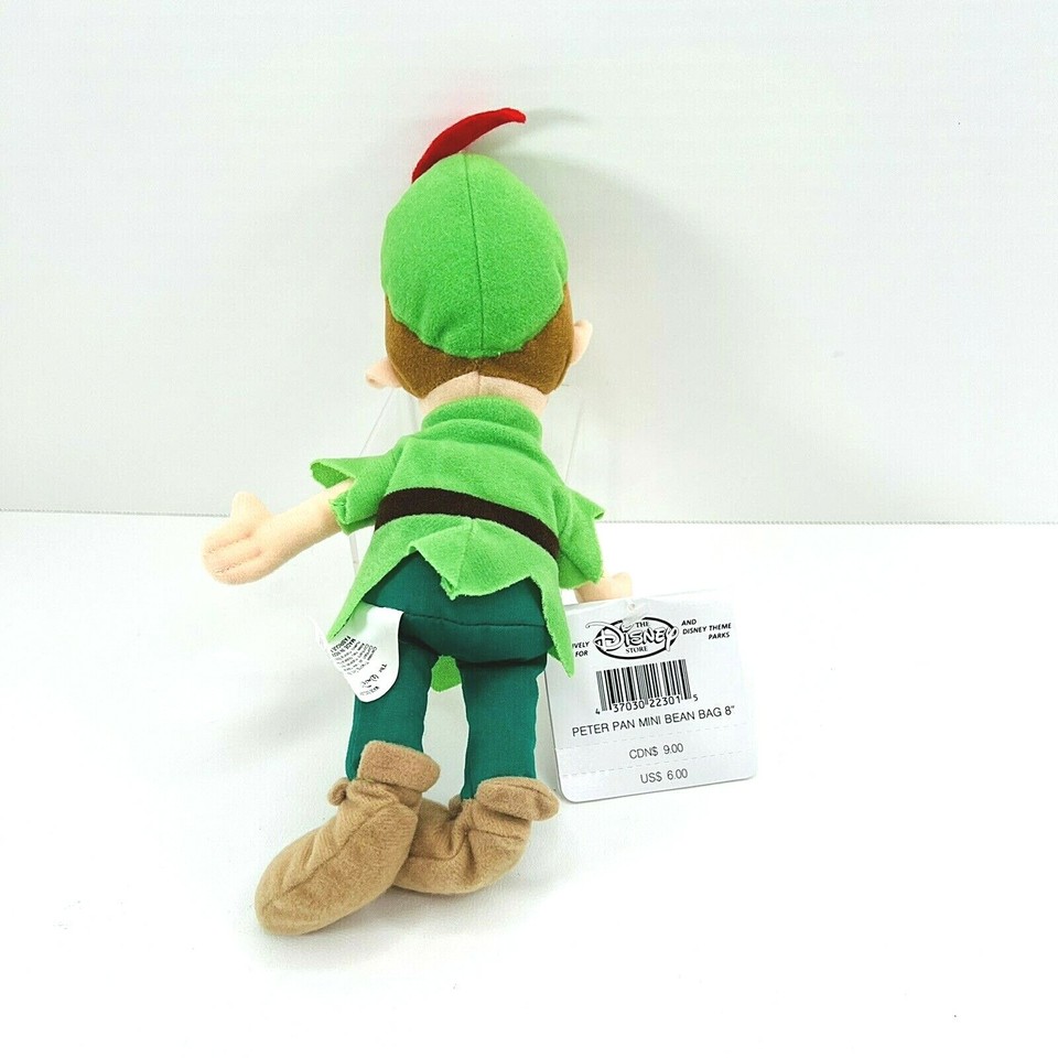 Disney Store Peter Pan Character Bean Bag Plush Boy 8" Doll Green ...