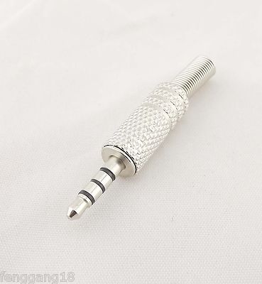 Nickel 3.5mm 1/8" Male 4 Pole 3 Ring Stereo Audio Video TRRS Adapter ...