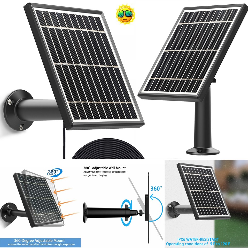 Solar panel for Ring Stick Up Cam Battery/Video Doorbell 1/2/3 Eufycam ...