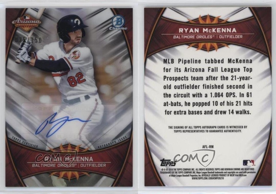 2019 Bowman Chrome 2018 AFL Fall Stars 25/150 Ryan McKenna #AFL-RM Auto ...
