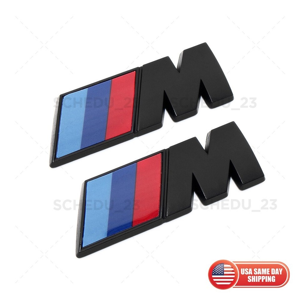 2x BMW Matte Black M Series Fender Nameplate Emblem Badge ABS Mini ...