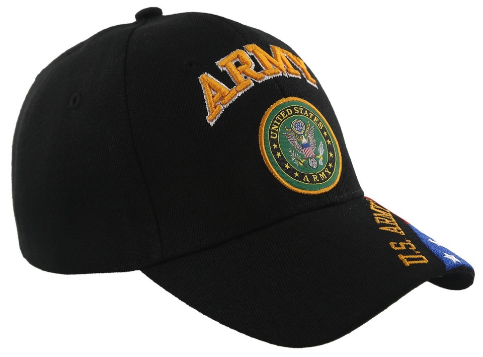 NEW! US ARMY ROUND SIDE USA FLAG BALL CAP HAT BLACK | eBay