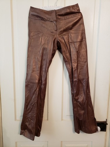 Cache' vintage 1980s bronze leather pants suze 2 - Gem