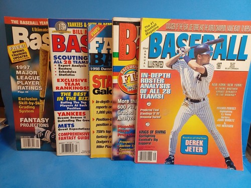 LOT 5 BASEBALL MAGAZINES /Derek Jeter, M.Piazza, T. Martinez, C. Jones ...