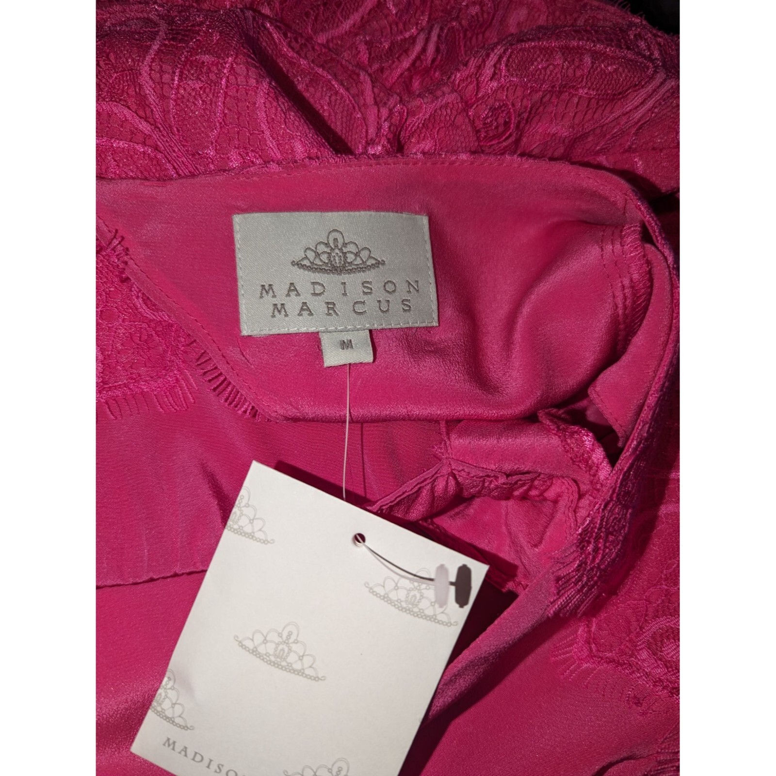 NWT Madison Marcus pink dress Sz Med lacy cut out back | eBay
