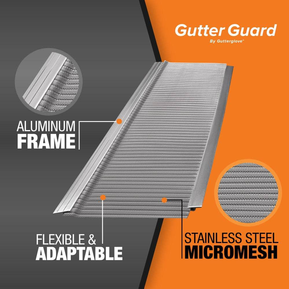 4 ft. l x 5 in. W Stainless Steel Micro-Mesh Gutter Guard (10-pack ...