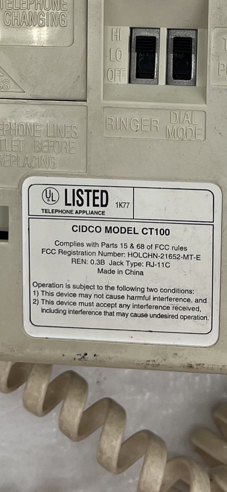 Vintage Southwestern Bell Touch Tone Phone CT-100 Caller ID/Waiting ...