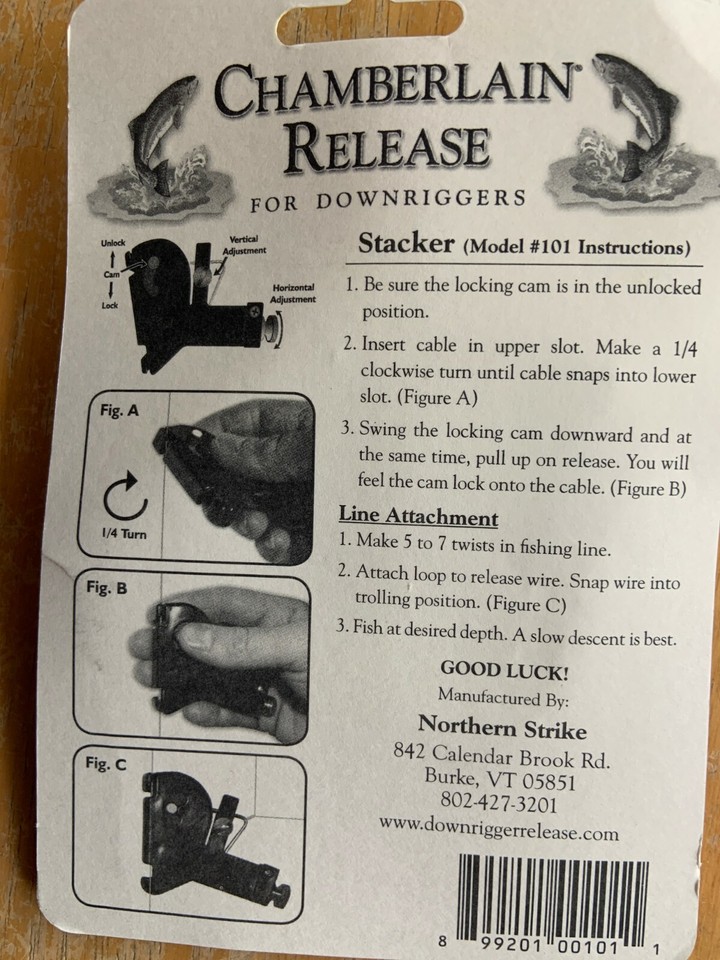 TWO PACK OF CHAMBERLAIN DOWNRIGGER RELEASE STACKER 101 | eBay