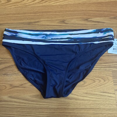 Skye Womens Mid Waist Foldover Bikini Bottoms Navy Size Large | eBay