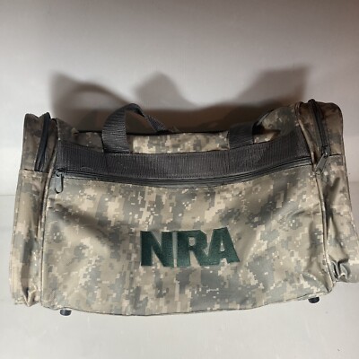 NRA Embroidered camo bag 19” X 10”x 9” inches tall Zippers Adjustable ...