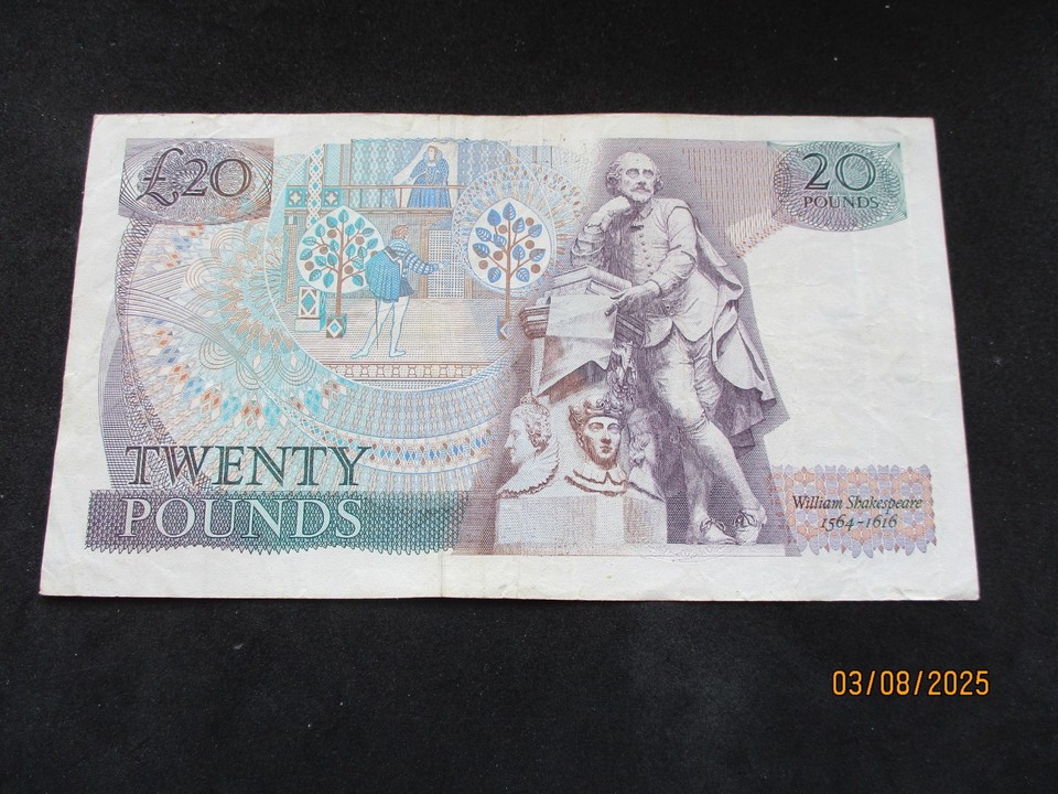 BRITISH BANKNOTE £20 MALCOLM GILL 1988-1991 66L 898351 CIRCULATED NOTE ...