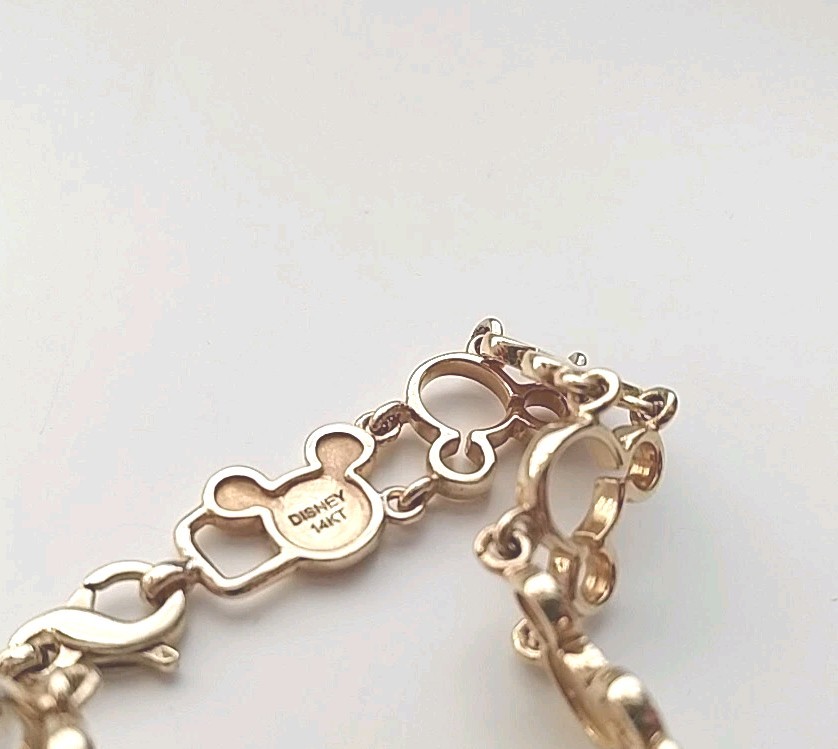 14k Solid Yellow Gold Disney Mickey Mouse Chain Bracelet | eBay
