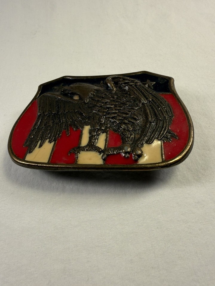Eagle USA Flag Banner Enamel Red White Blue Belt Buckle America ...