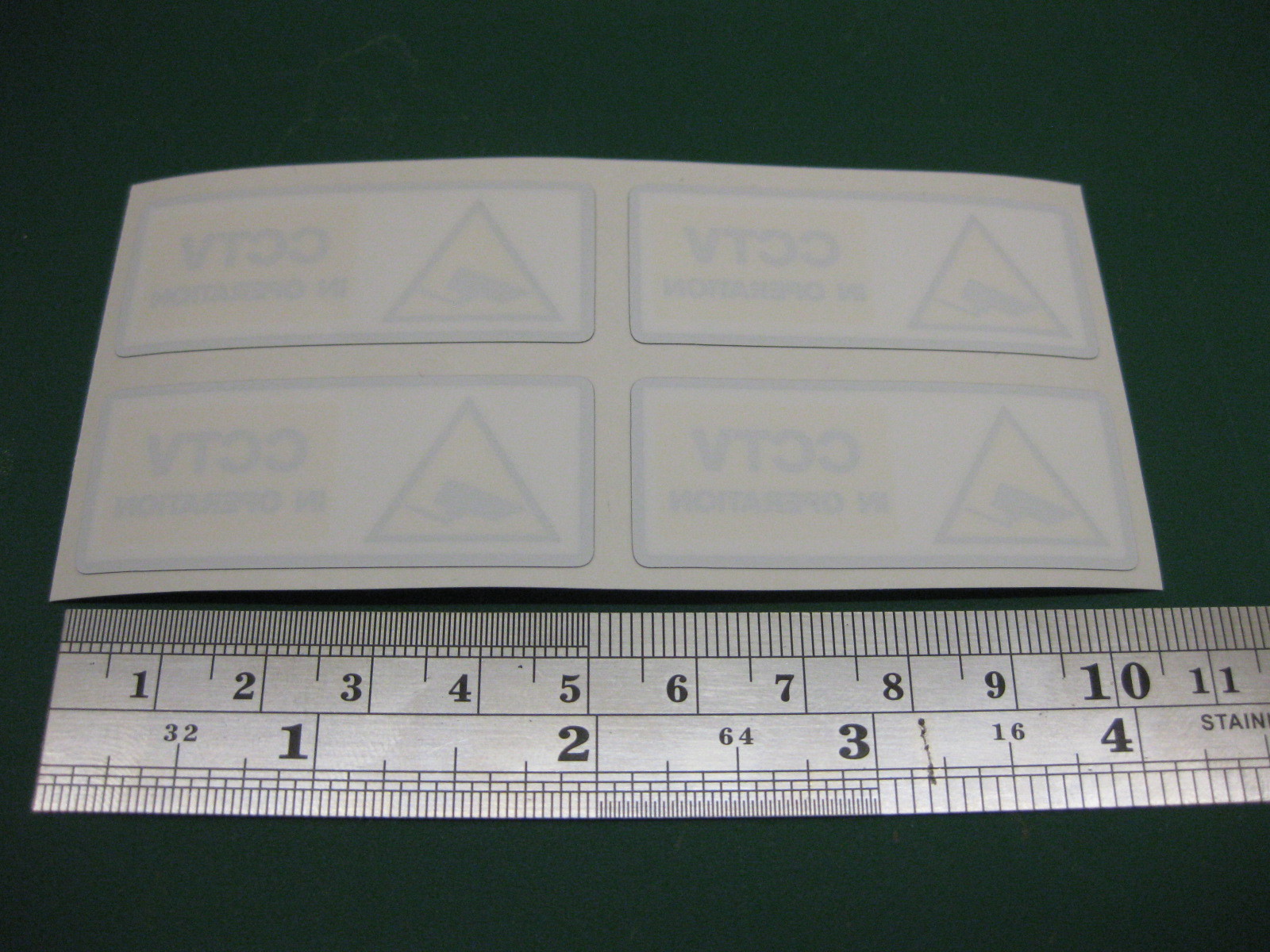 4 SMALL CCTV IN OPERATION STICKERS 50mmx 20mm internal glass versions ...
