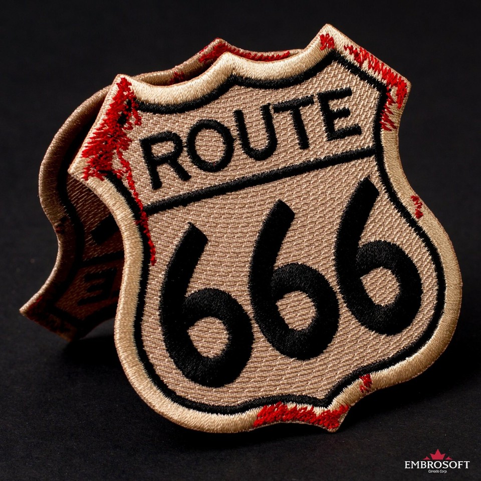 Route 666 Sign Evil Number Emblem Embroidered Patch Iron On SIZE: 3.2 ...