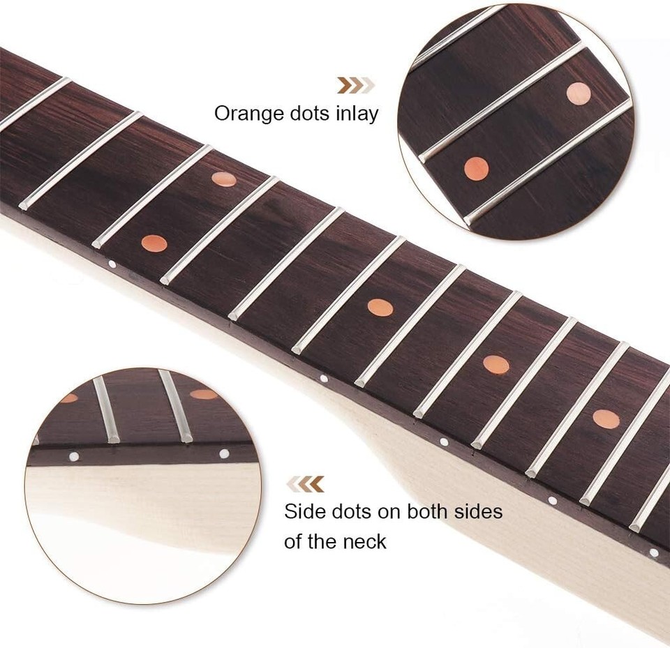 Ibanez-Style Replacement Guitar Neck - Maple/Rosewood, Easy Install, 24 ...
