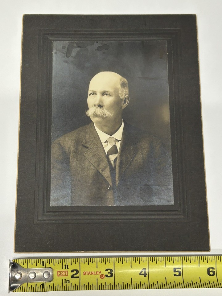 Cabinet Card Photo Handsome Man Bald Thick Mustache Identified Archer ...