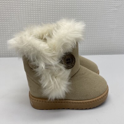 China Buttons City Toddler Girls Boots, Tan, Fleece Lined Size 7 (b4 ...