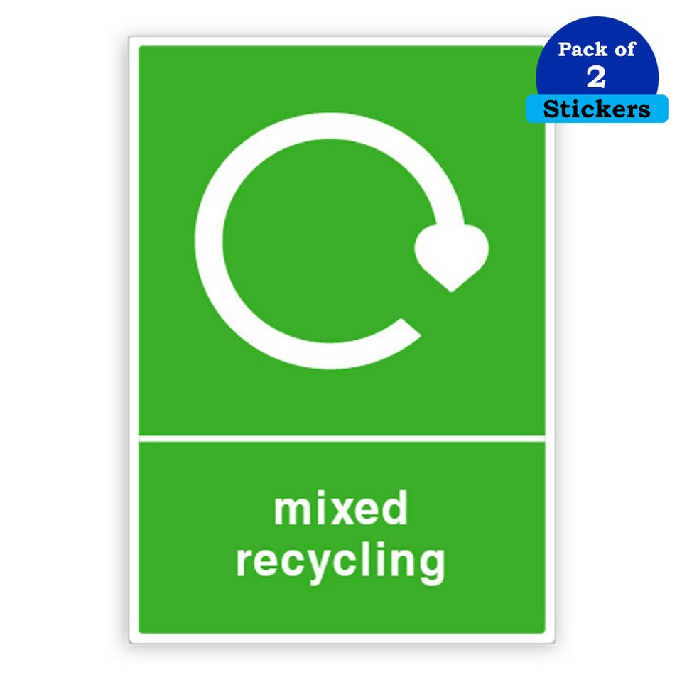 Recycling Bin General Waste Plastics Mixed recycling Stickers ...